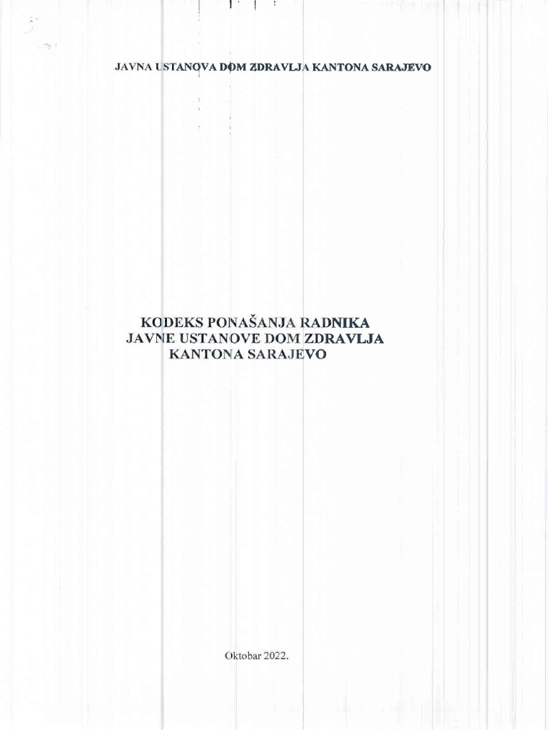 Kodeks Ponasanja Radnika JUDZKS | PDF