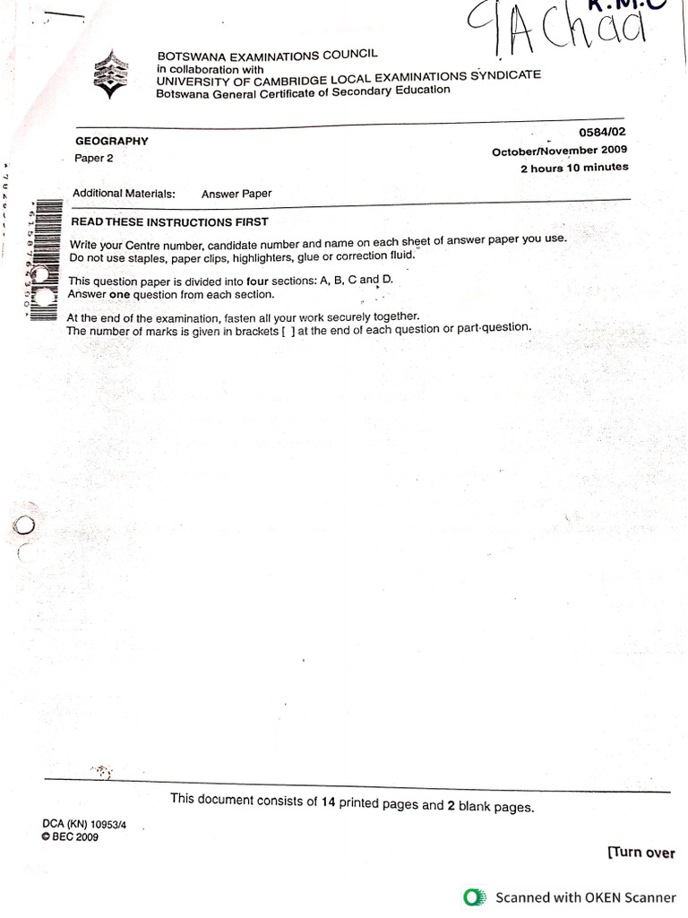 Geography Paper 2 2009 | PDF