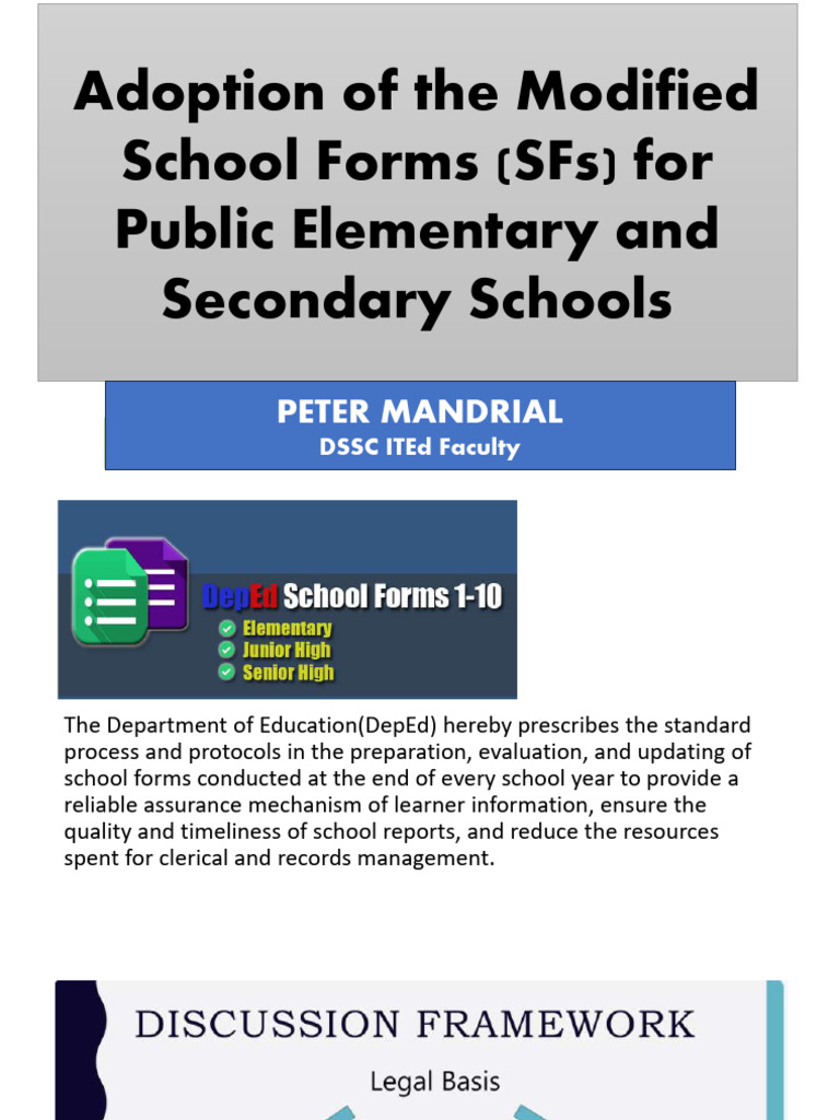School Forms SF Presentation DSSC ITEd | PDF