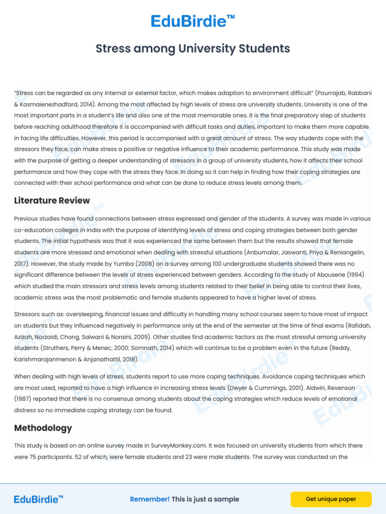 University Student Stress Factors | PDF | Stress (Biology) | Mental Health