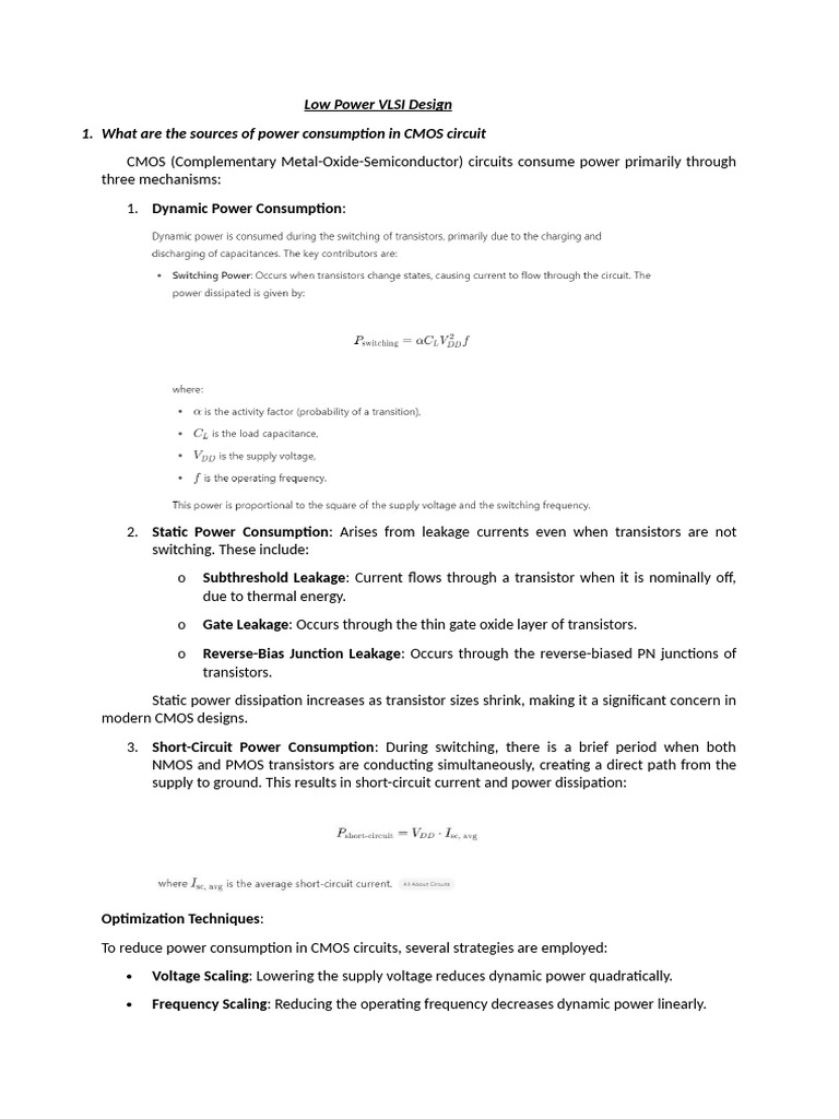 Low Power VLSI Design | PDF | Cmos | Mosfet