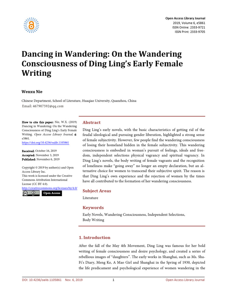 Ding Ling's Female Wandering Consciousness | PDF | Major Depressive ...