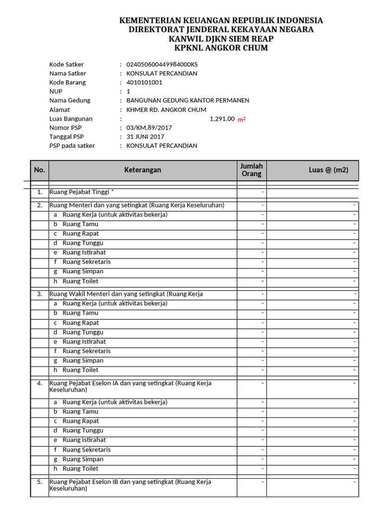 B. Formulir Pendataan Gedung Kantor | PDF