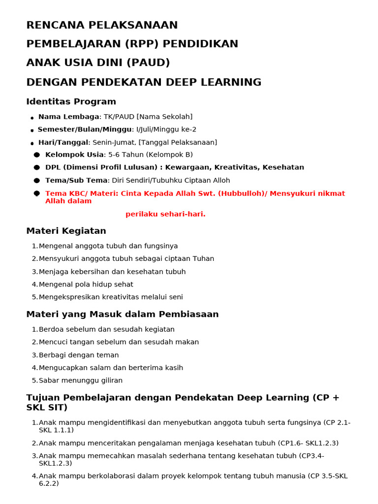 Giek - RPP PAUDIT Dengan Pendekatan PM | PDF