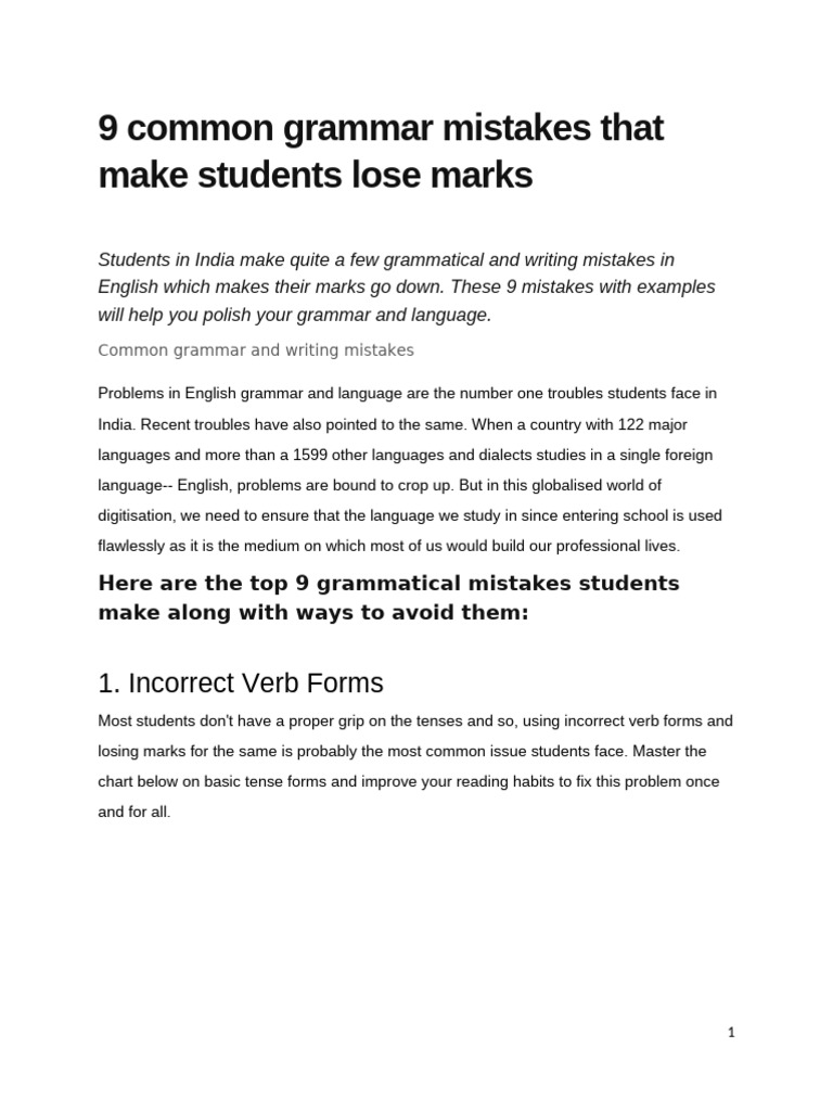 9 Common Grammar Mistakes | PDF | Linguistic Typology | Linguistics