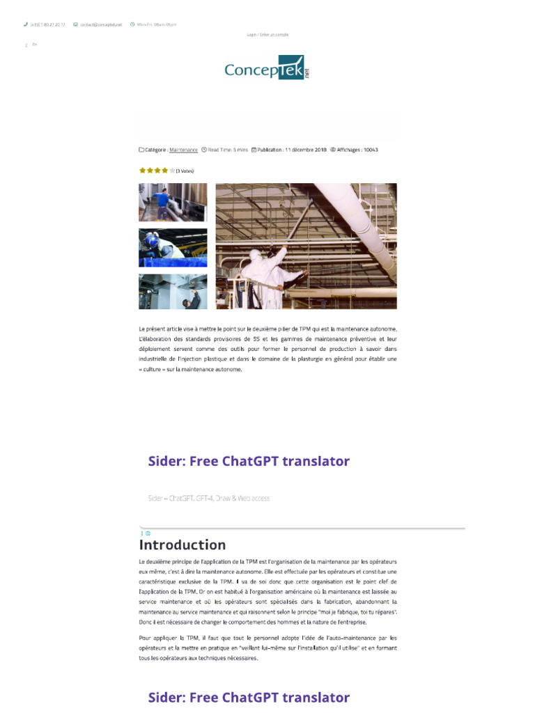 Automaintenance Pilier de La TPM(Total Productive Maintenanceà | PDF