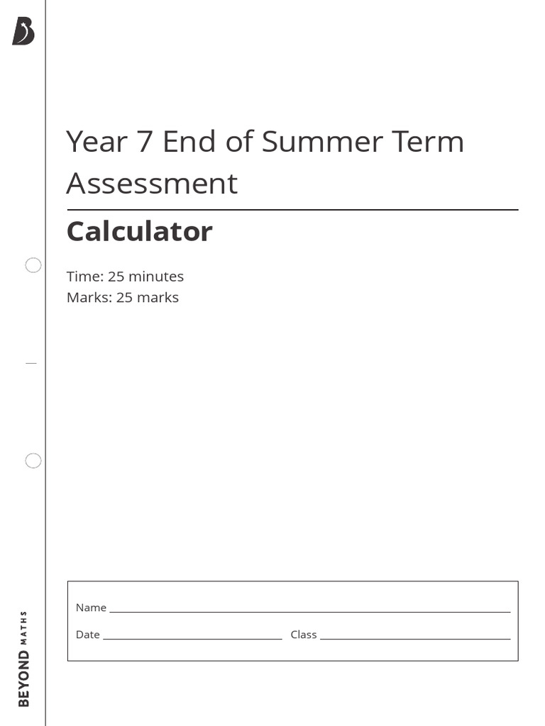 Year 7 End of Term Assessment Guide | PDF | Area | Rectangle