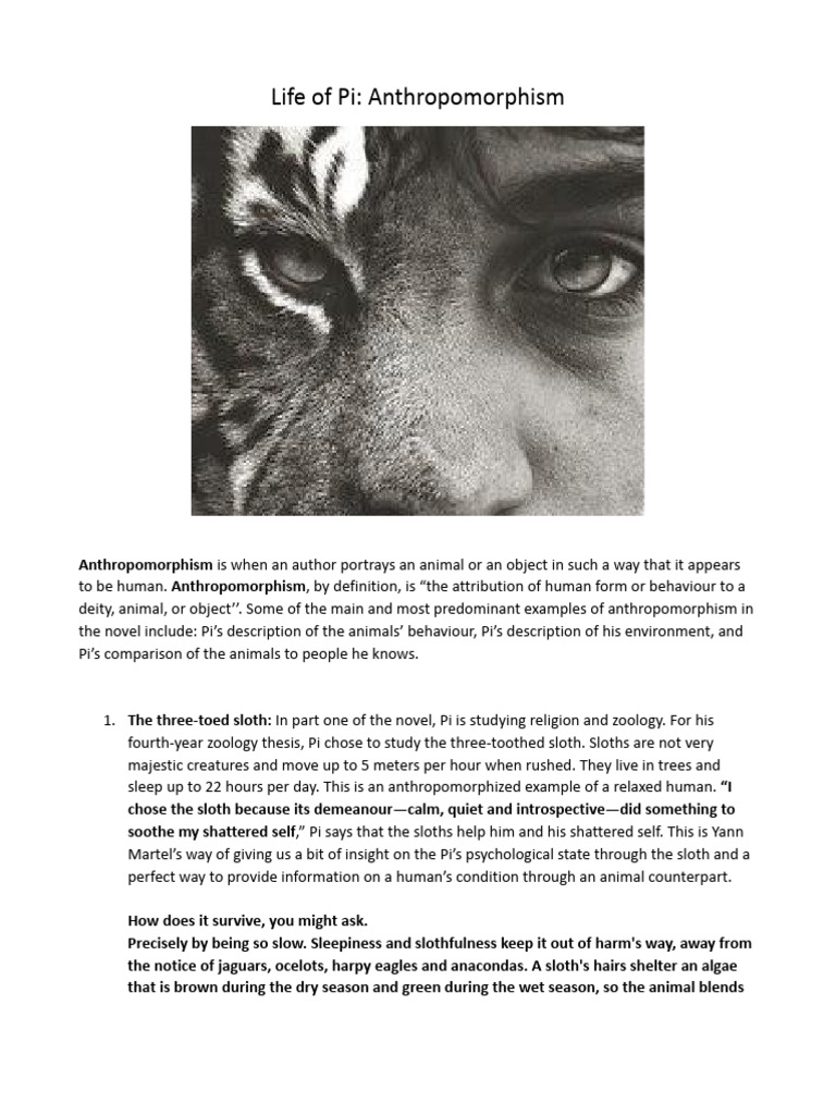 Anthropomorphism in Life of Pi | PDF | Anthropomorphism