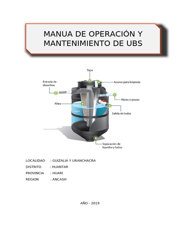 Manual de O&m Ubs | PDF | Agua | Tratamiento de aguas residuales
