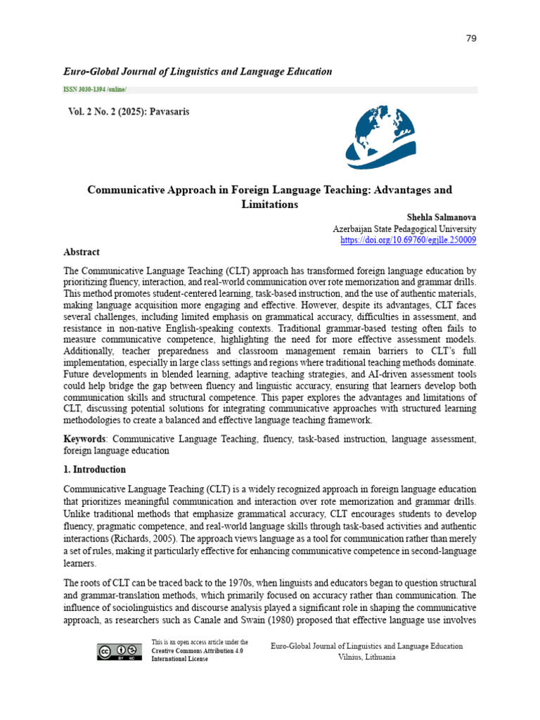 Communicative Approach in Foreign Language Teachin | PDF | Language ...