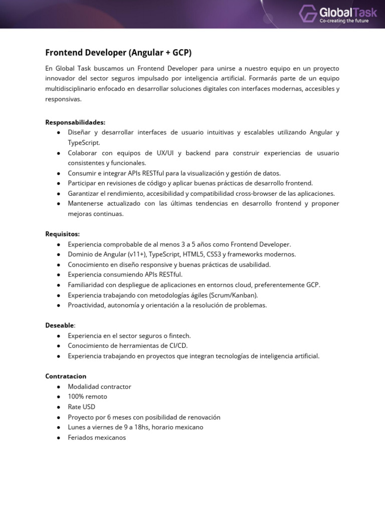 Frontend Developer (Angular, GCP) | PDF