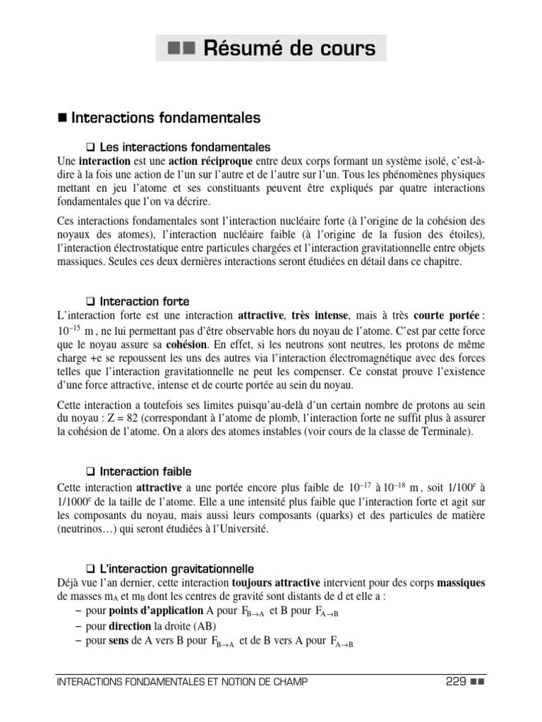 Interactions fondamentales et champs physiques | PDF | Champ (physique ...