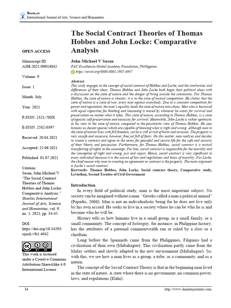 The Social Contract Theories of Thomas H (1) | PDF | Social Contract ...