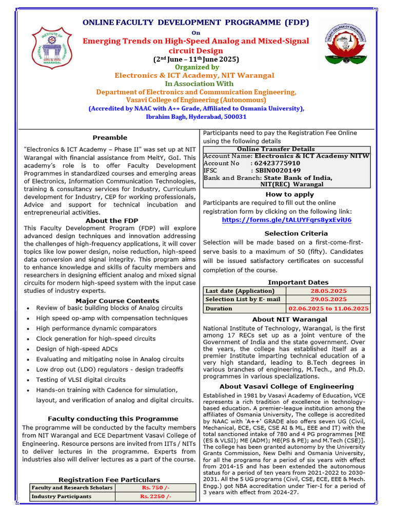 NITW - Brochure 2 - 2025 4 24 16 5 34 | PDF | Electrical Engineering ...