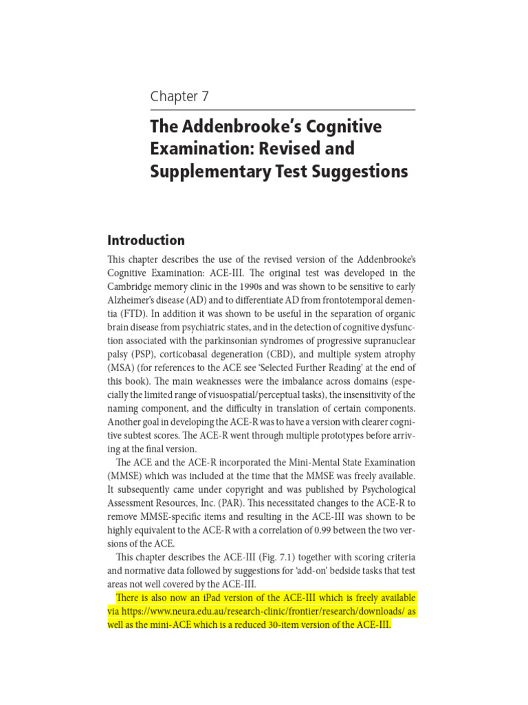 Addenbrooks Cognitive Examination.... Cog Assess For Clinicians | PDF ...