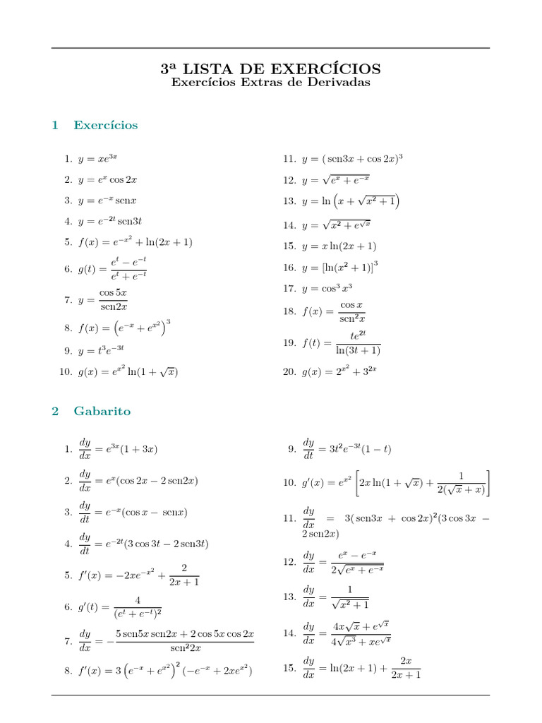 Lista_3_de_C_lculo_I__exerc_cios_extras____2025_1 | PDF