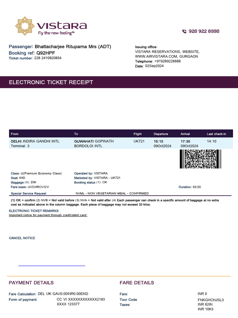 Your Electronic Ticket-EMD Receipt | PDF | Business Class | Fee