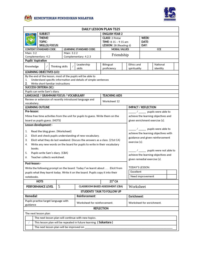 RPH Izmee M11 Rabu 2025 | PDF