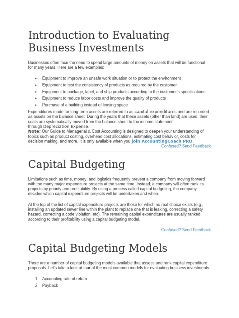 Evaluating Business Investments | PDF | Net Present Value | Present Value