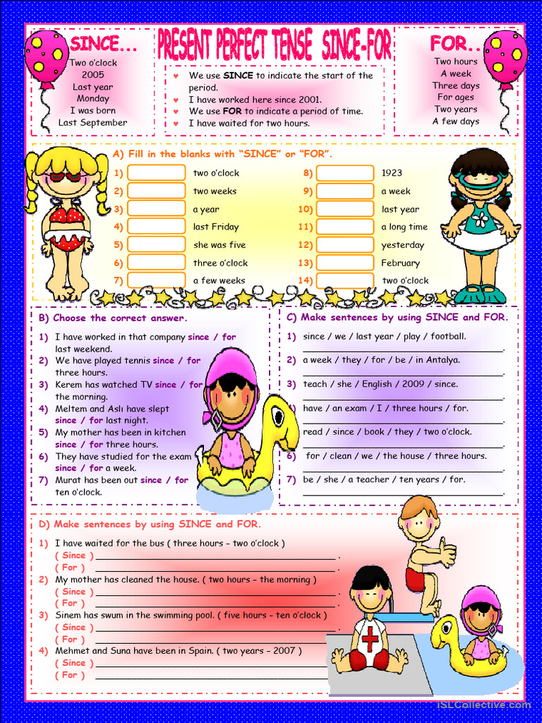Present Perfect Tense-SINCE-FOR | PDF | Linguistics