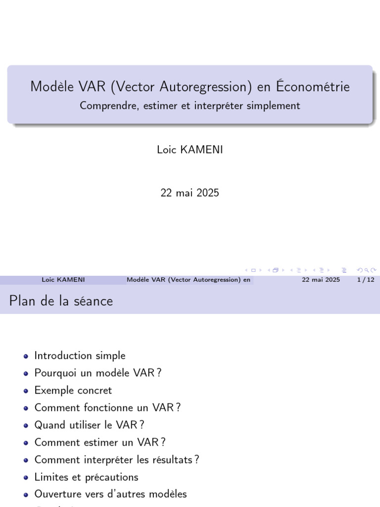 Modèle VAR en Économétrie : Guide Pratique | PDF | Économétrie | Séries ...