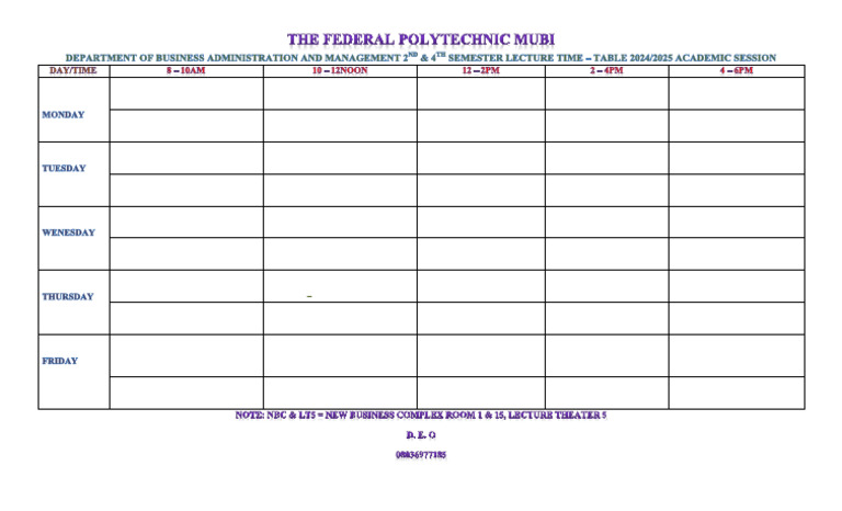 Lecture Time Table - 2nd & 4th Sem 2024 | PDF | Economies | Economics