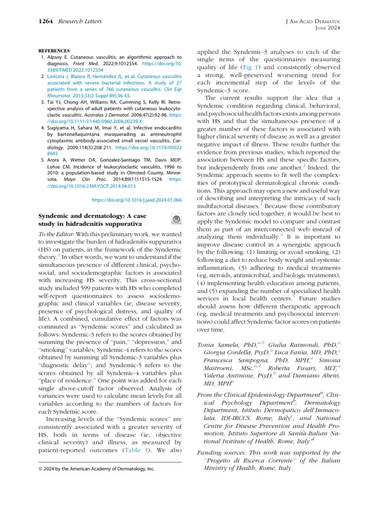 Syndemic and Dermatology A Case Study in Hidraden | PDF | Dermatology ...