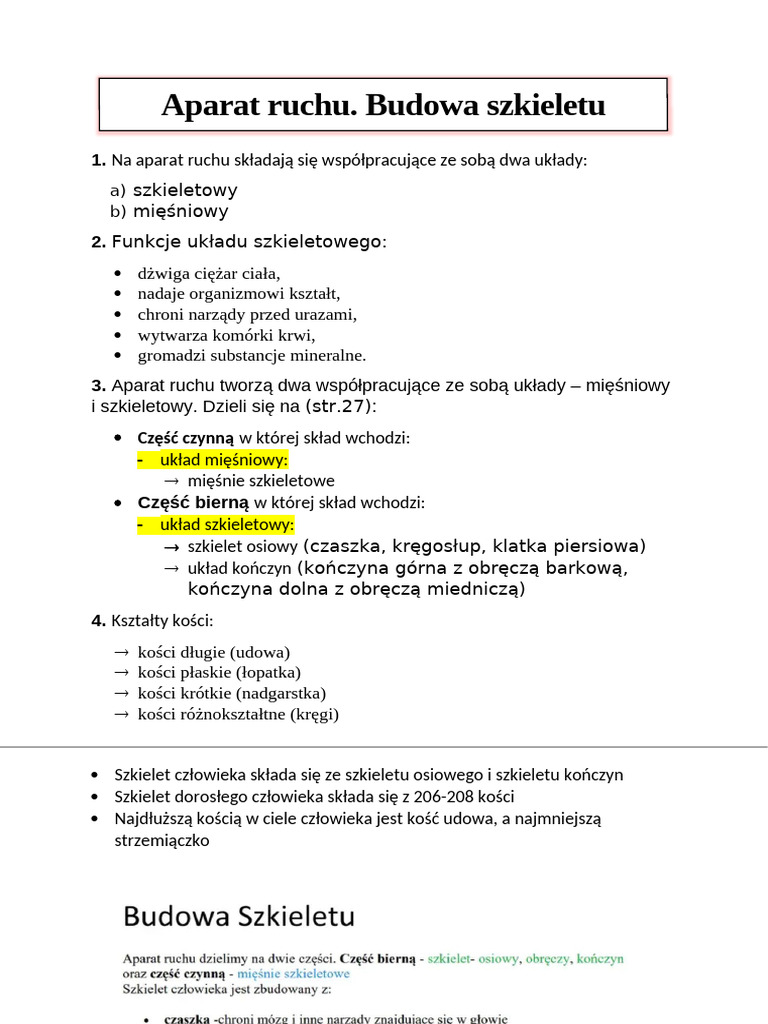 2.1. Aparat Ruchu. Budowa Szkieletu | PDF