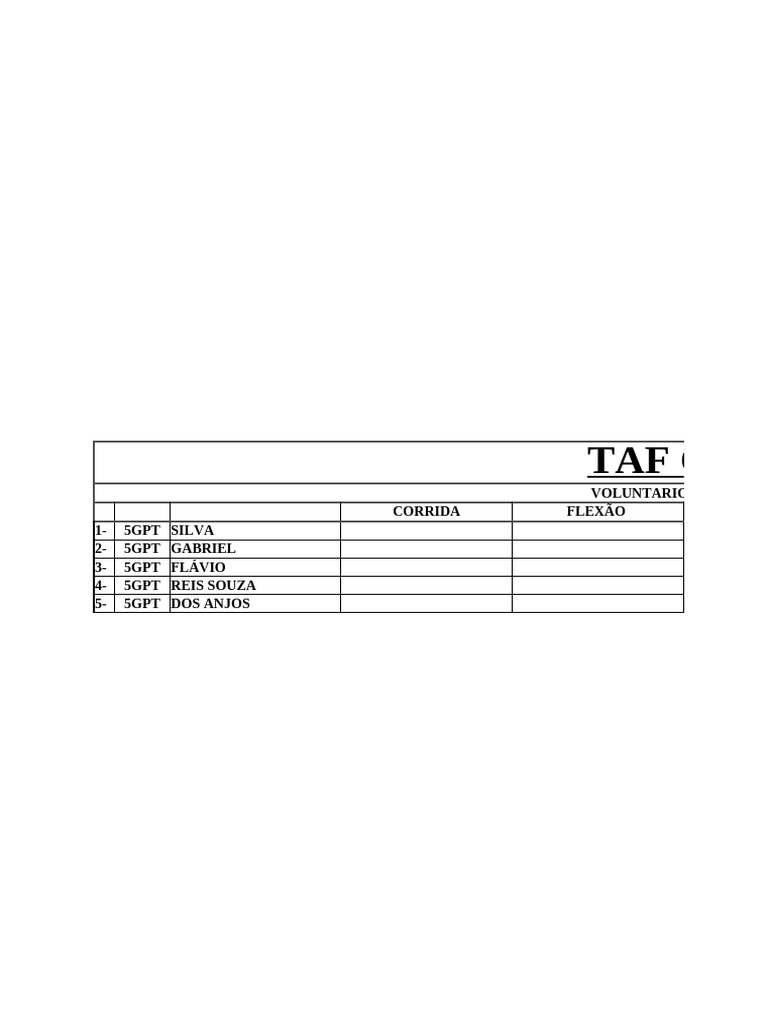 CFC Taf Corrida e Flexão | PDF