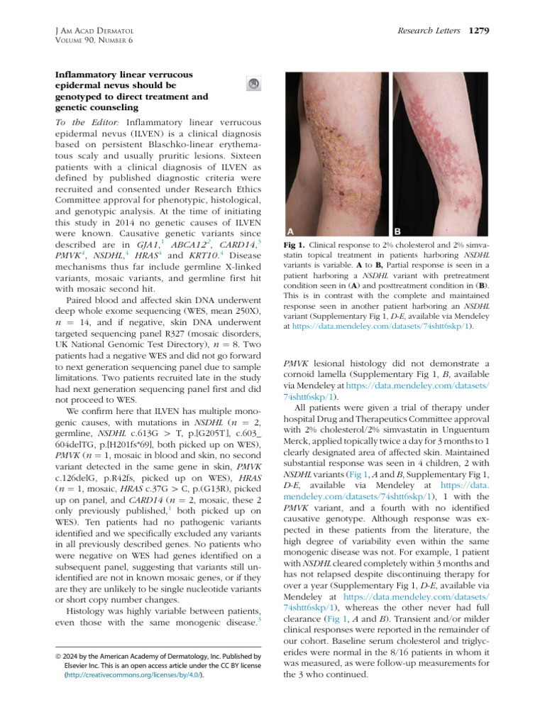 Genotyping Inflammatory Linear Verrucous Nevus | PDF | Whole Genome ...