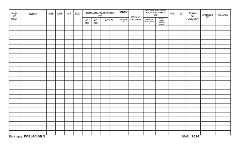 Pregnancy Tracking Form | PDF