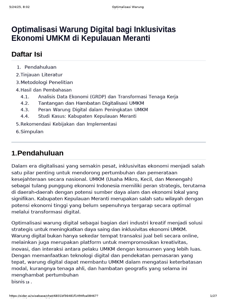 Optimalisasi Warung Digital | PDF