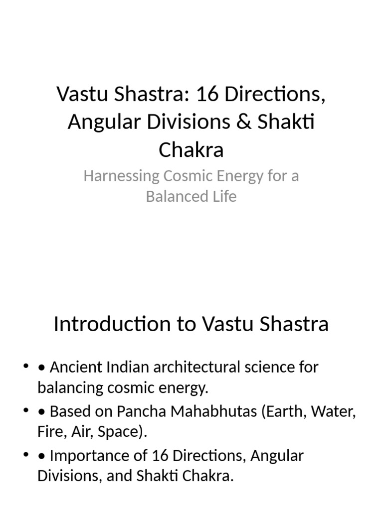 Vastu Shastra: 16 Directions & Shakti Chakra | PDF