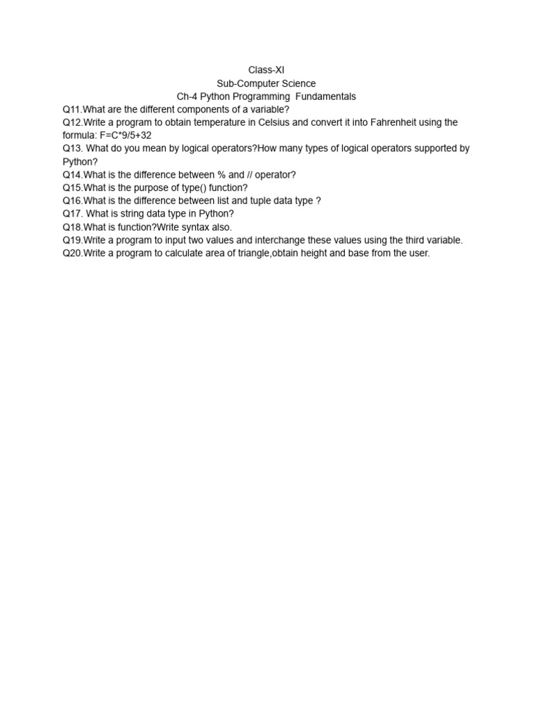 Class XI - Docx 1 | PDF