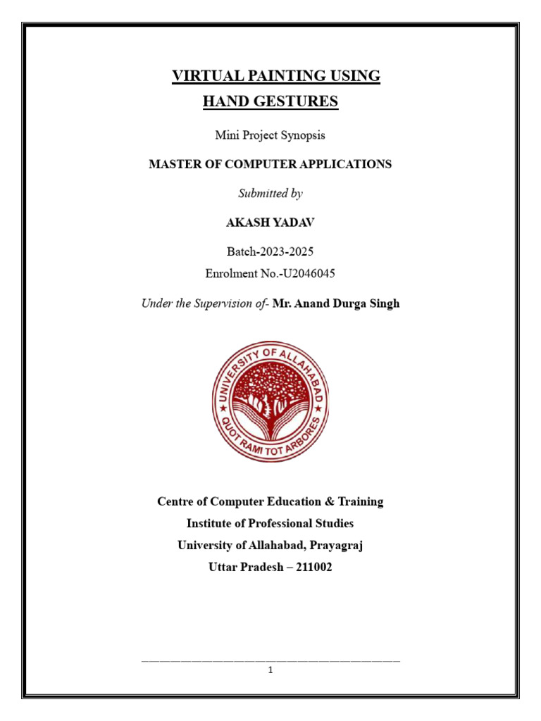 Virtual Painting Mini Project Synopsis | PDF | User Interface | Computing