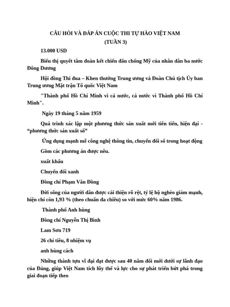 Cau Hoi Va Dap An Tuan 3 | PDF