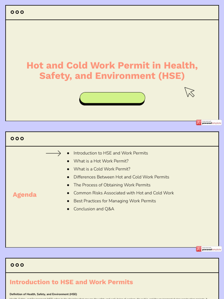 Hot and Cold Work Permit Overview | PDF | Safety | Risk Assessment