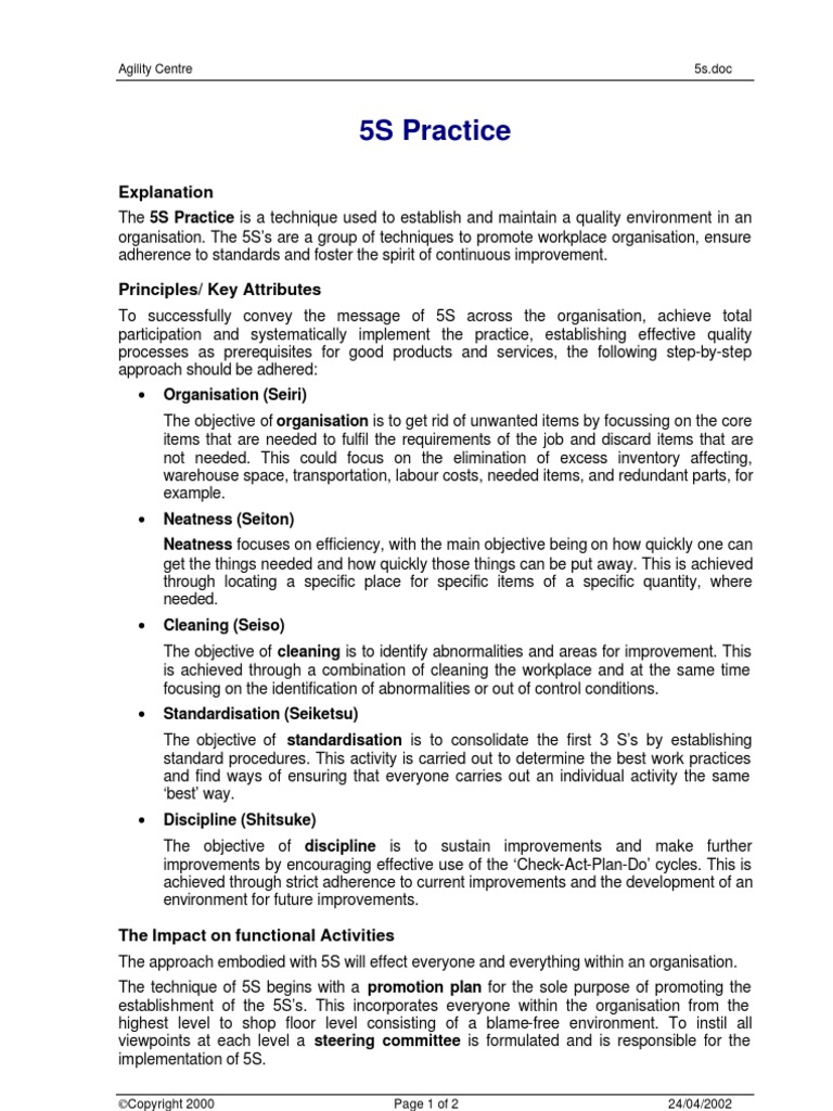 5S Technique | PDF | Standardization | Employment