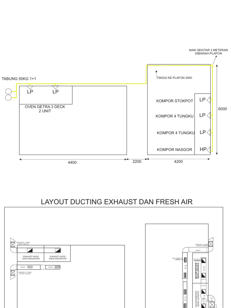 Layout Ducting Exhaust Dan Fresh Air | PDF | Kitchen