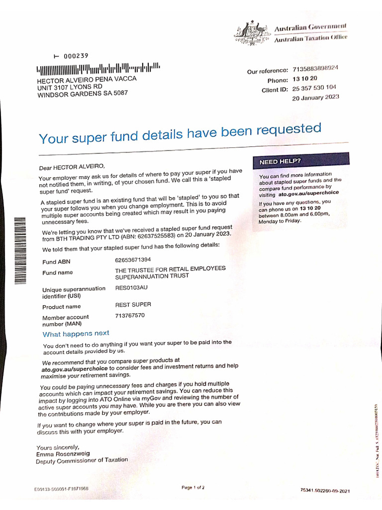 Supperanuation Letter | PDF