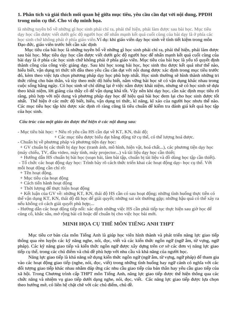 1 MucTieu YeuCau PPDH | PDF