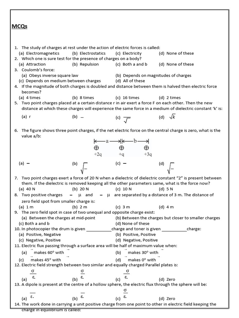Important MCQ Short Question and Long Question | PDF | Capacitance | Capacitor