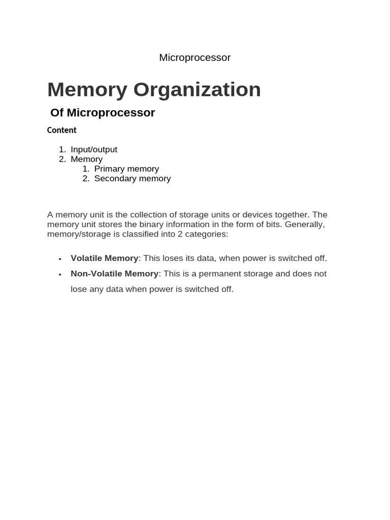 Memory Organization UNIT 3 - TOPIC 3.1 (PART 1) | PDF | Random Access Memory | Read Only Memory