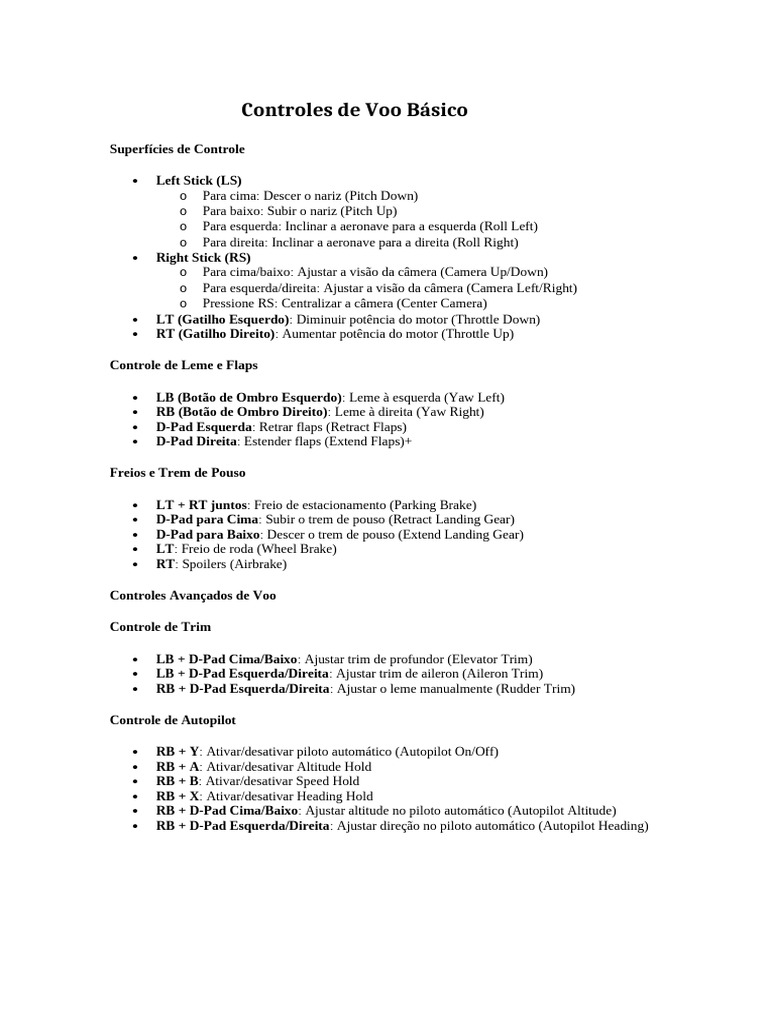 Controles de Voo Básico | PDF | Sistema de controle de voo de aeronaves | Flap (Aeronáutica)