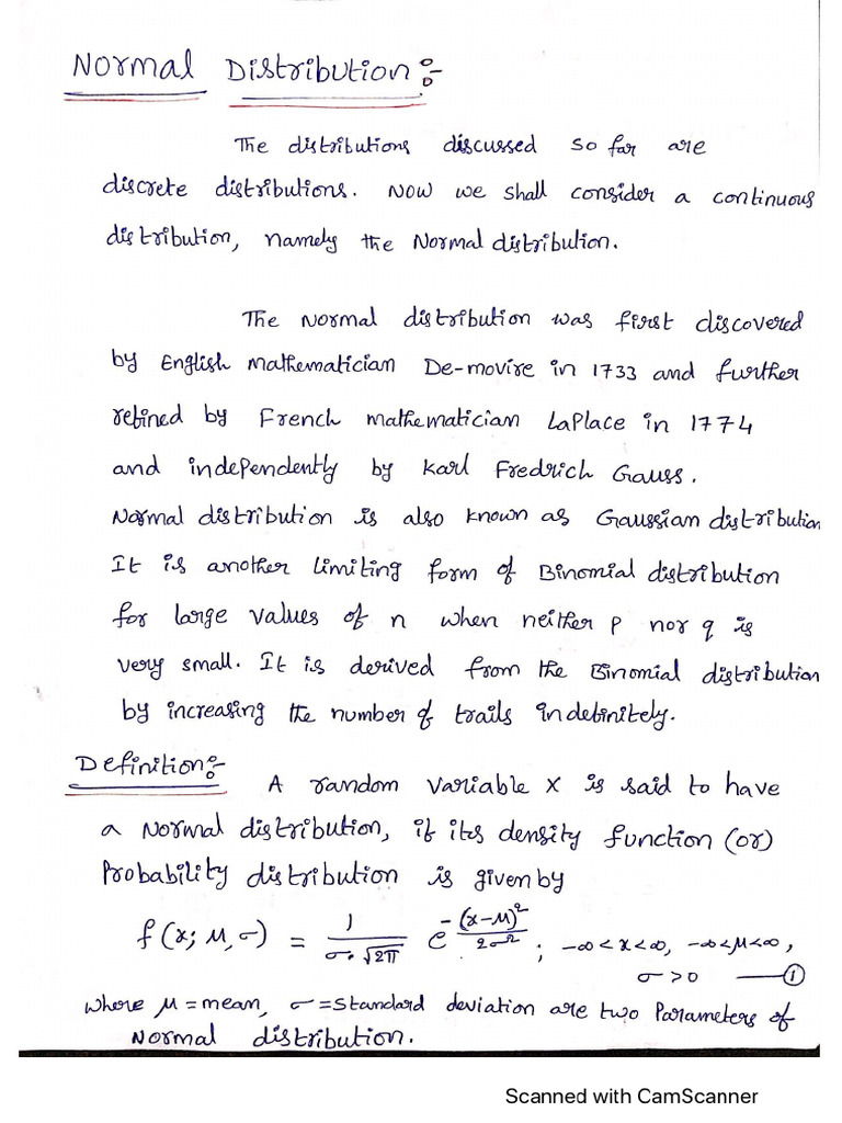 P&S - Unit-3 (Normal Distribution) | PDF