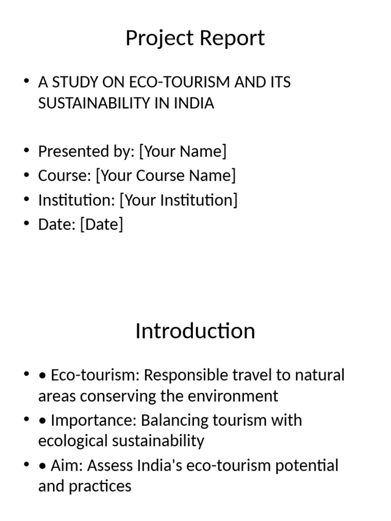 Eco_Tourism_Project_India | PDF | Sustainability | Conservation Biology