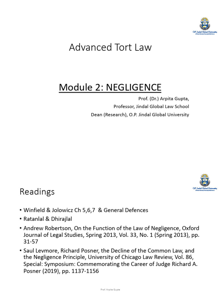 ATL Module 2 - Negligence | PDF | Negligence | Causation (Law)
