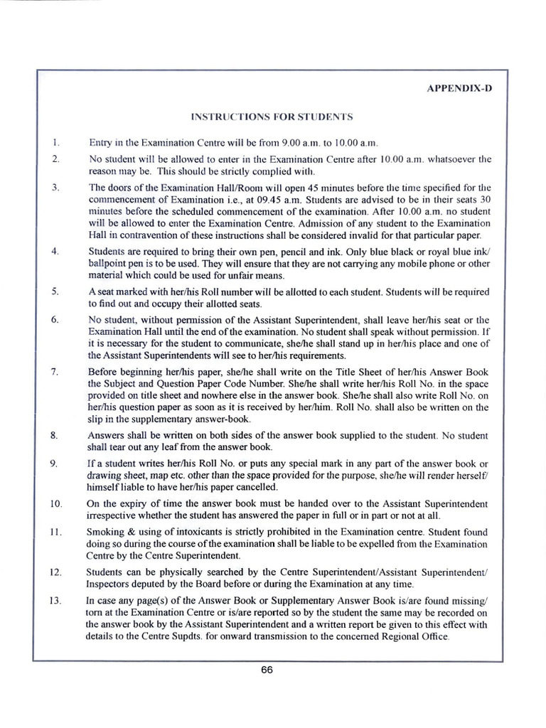 Board Exam Instructions for Students | PDF | Justice | Crime & Violence