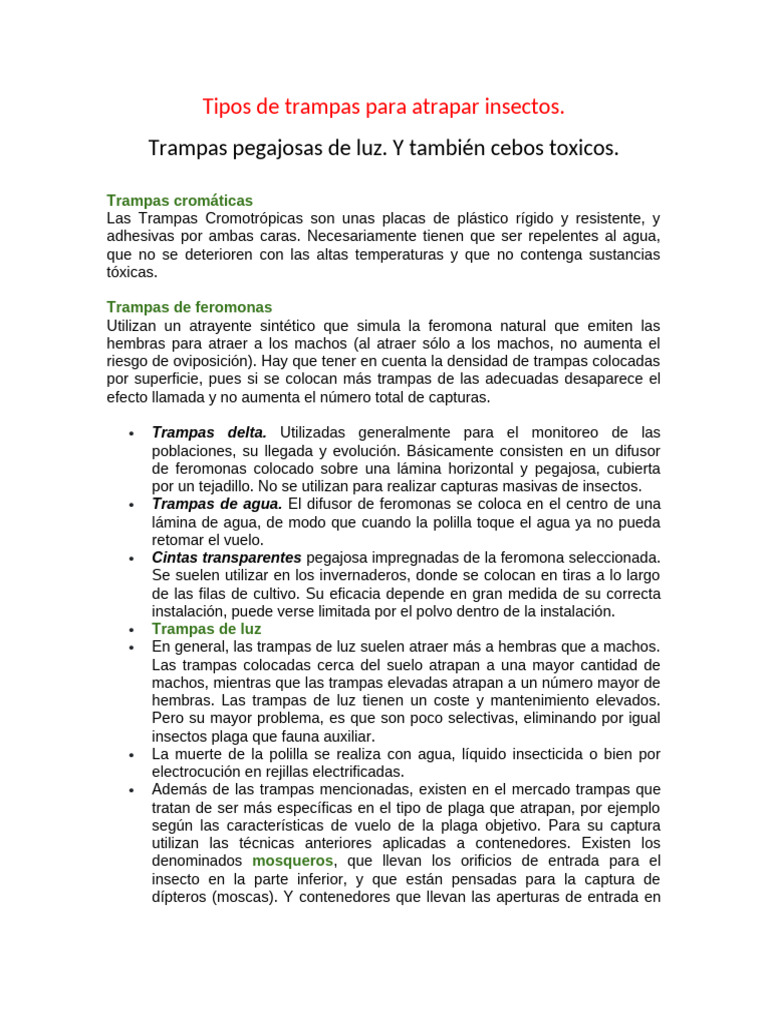 Tipos de Trampas para Atrapar Insectos | PDF | Insectos | Agua