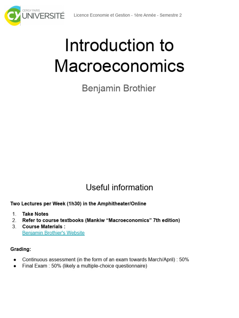 Introduction to Macroeconomics Course | PDF | Macroeconomics | Economic ...